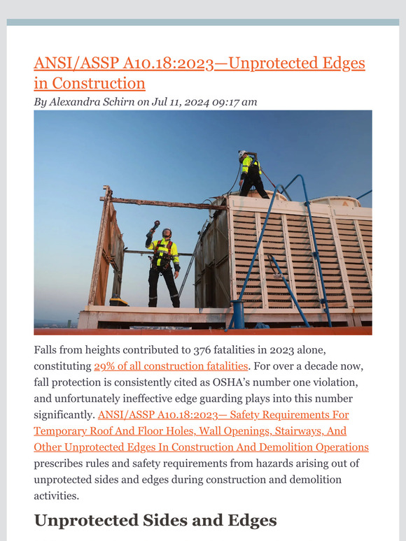 ANSI: New from the ANSI Blog: ANSI/ASSP A10.18:2023—Unprotected Edges ...