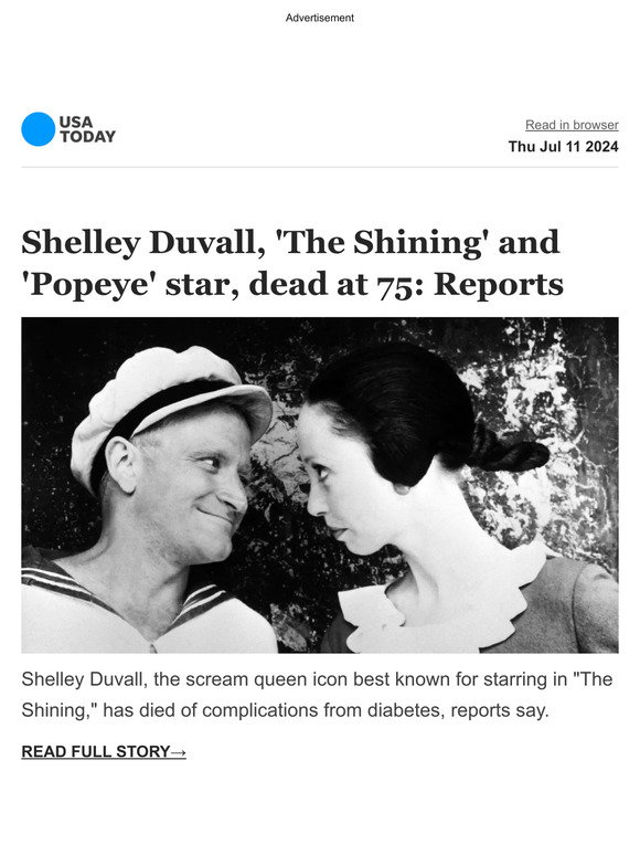 USA TODAY: Breaking: Shelley Duvall dies at 75, reports say. The ...