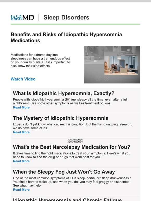 WebMD: Pros and Cons of Idiopathic Hypersomnia Medications | Milled