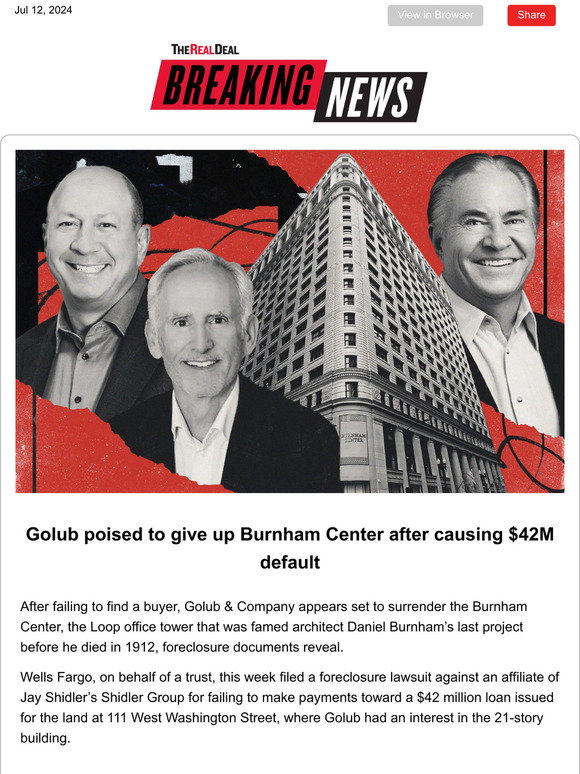 The Real Deal: BREAKING: Golub poised to give up Burnham Center after ...