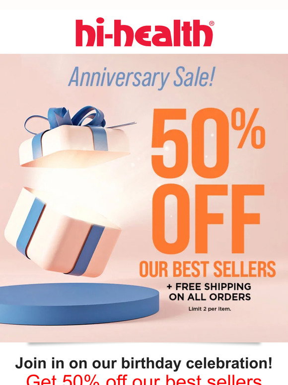 Hi-Health: Huge Anniversary Sale - Don't Miss Out! 🎈 | Milled