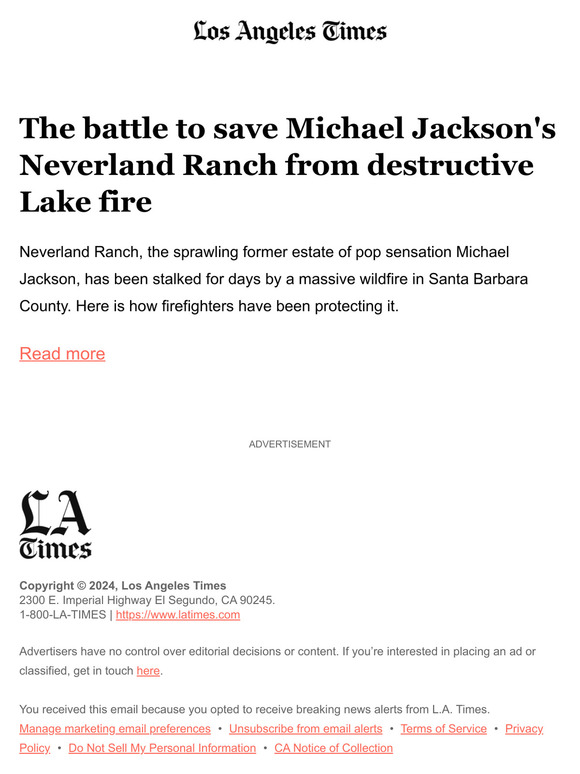 Los Angeles Times: The battle to save Michael Jackson's Neverland Ranch ...