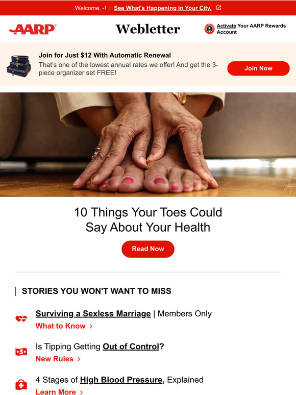 AARP: —, 10 Things Your Toes Could Say About Your Health | Milled