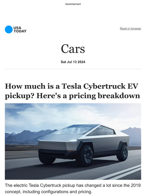 USA TODAY: Cars: How much is a Tesla Cybertruck EV pickup? Here's a ...