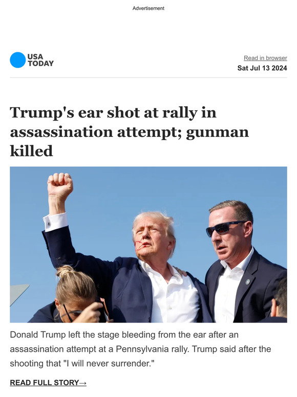 USA TODAY: Breaking: Shooting at Trump rally being treated as ...