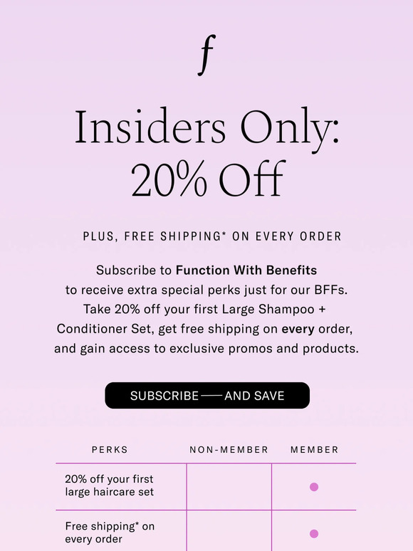 Function of Beauty: Insider Perks! 20% off + Free Shipping | Milled
