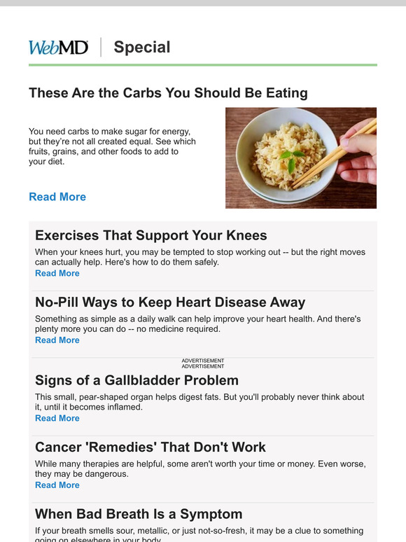 WebMD: These Are the Carbs You Should Be Eating | Milled