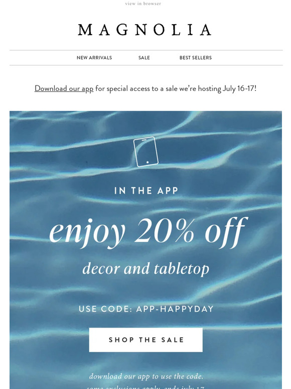 Magnolia Email Newsletters: Shop Sales, Discounts, and Coupon Codes