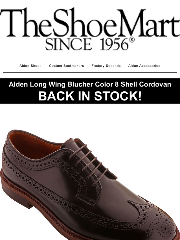 Shoe Mart: Classic Alden Long Wing: Color 8 Shell Cordovan Restock | Milled