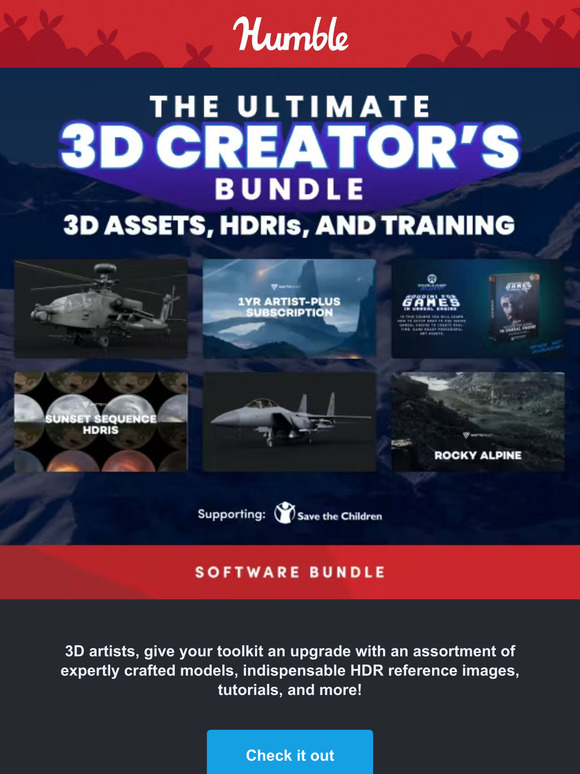 Humble Bundle: Upgrade your 3D toolbox with models, lighting maps, and more 🚀 | Milled