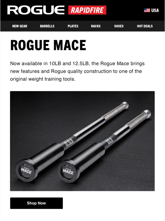 Rogue Fitness: Just Launched: Rogue Mace - 10LB & 12.5LB | Milled