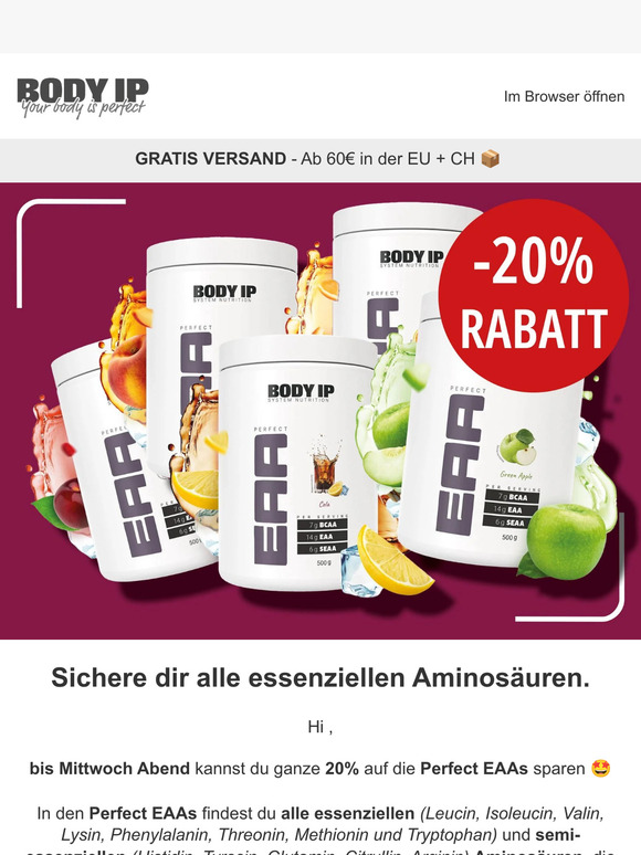 body IP - Muskelaufbau mit Simon Teichmann: Spare 20% auf die Perfect EAAs 😍 | Milled