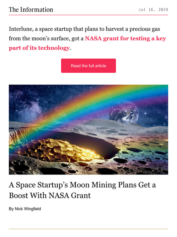 The Information: Exclusive: A Space Startup’s Moon Mining Plans Get a ...