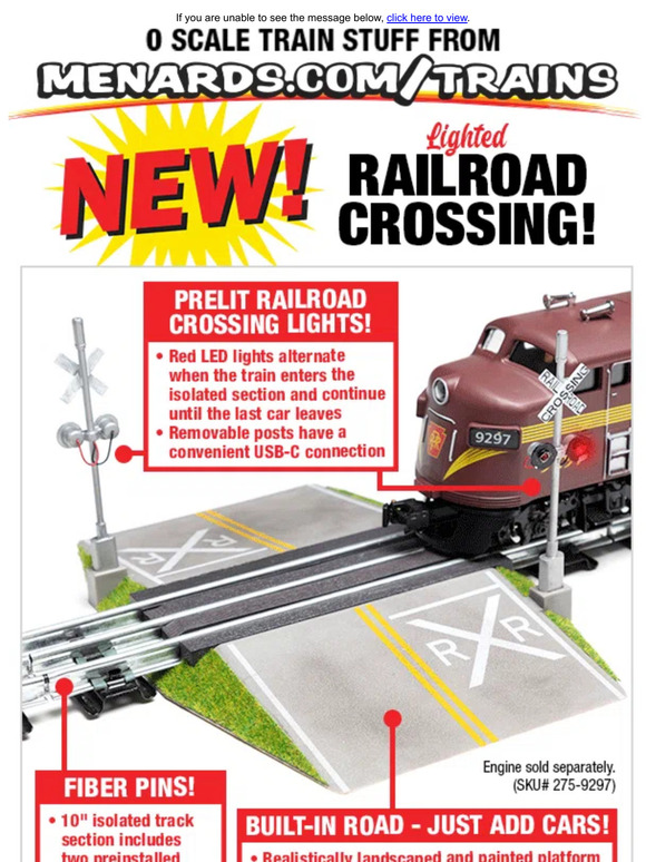 Menards: New! Lighted Railroad Crossing and Boxcars! | Milled