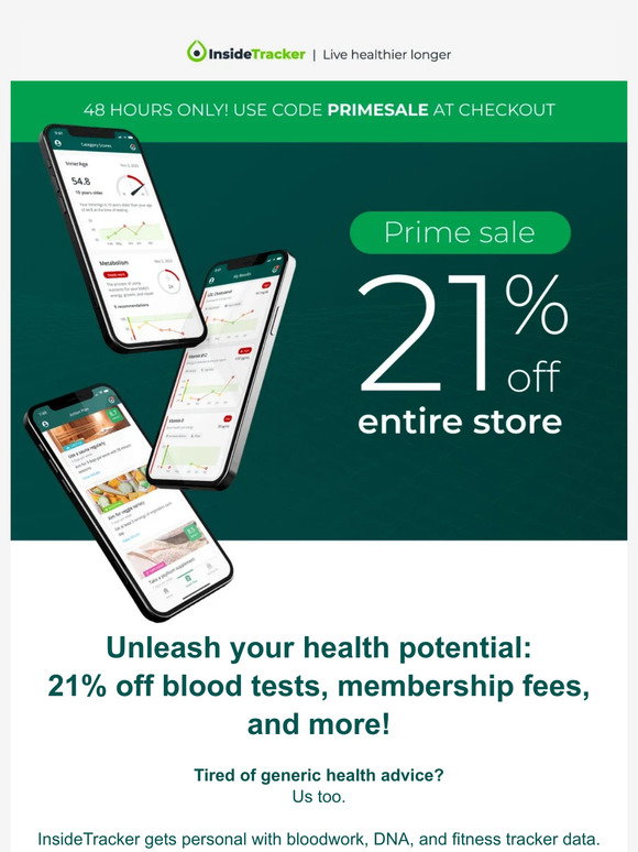 InsideTracker: [21% off storewide] Prime savings are HERE! | Milled