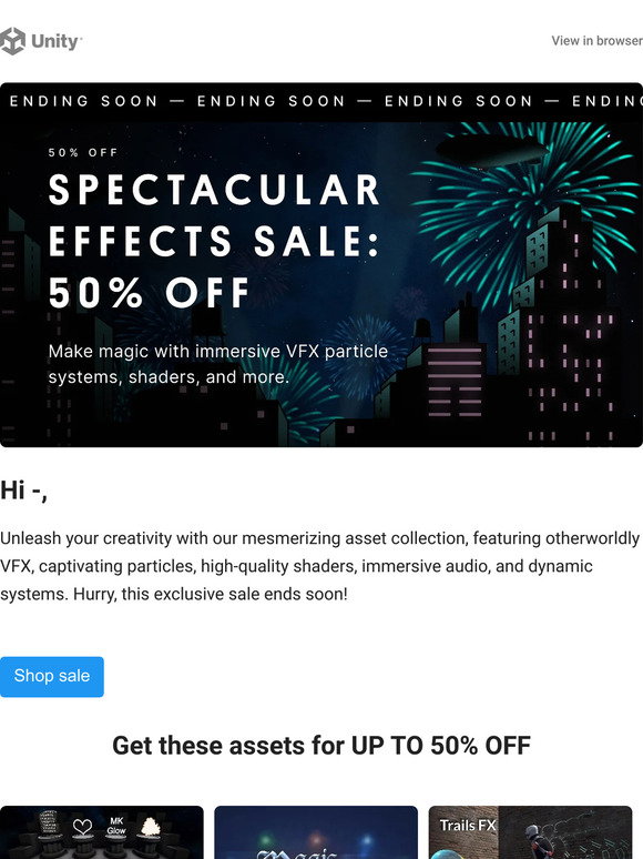 Unity: The Spectacular Effects Sale ends soon | Milled
