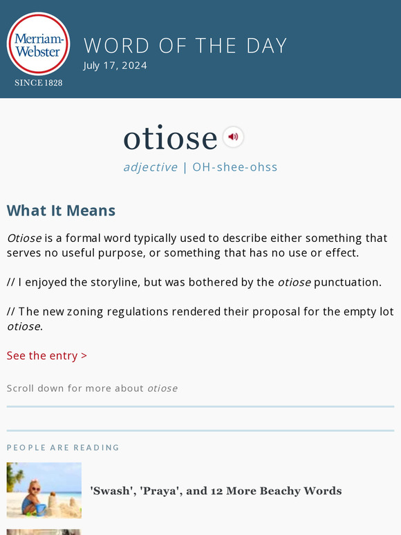 Merriam-Webster: Otiose - plus, 'Swash', 'Praya', and 12 More Beachy ...