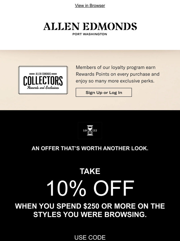 Allen Edmonds Email Newsletters: Shop Sales, Discounts, and Coupon Codes
