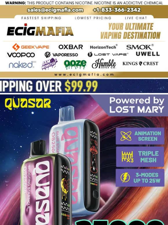ECigMafia: New Drop! Quasar OS25000 Disposable (25000 Puffs) 🎉🎁 | Milled