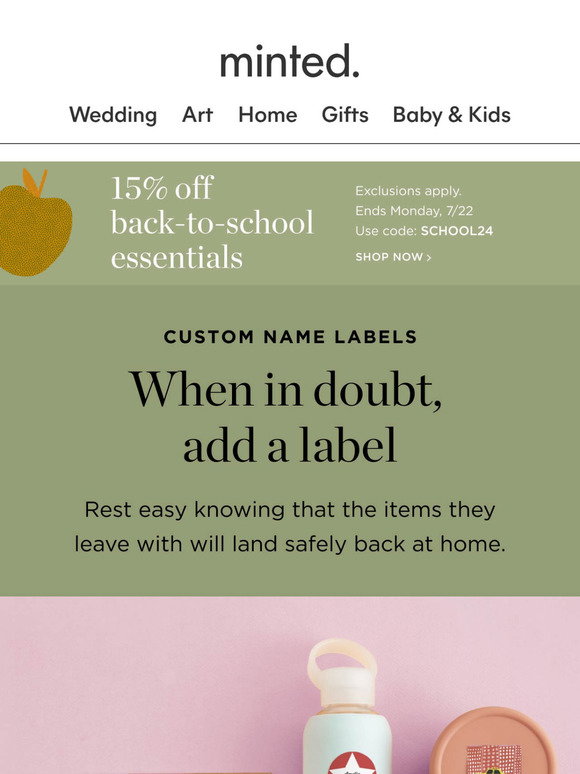 Minted: Everyone’s loving our use-anywhere name labels 🎒 | Milled