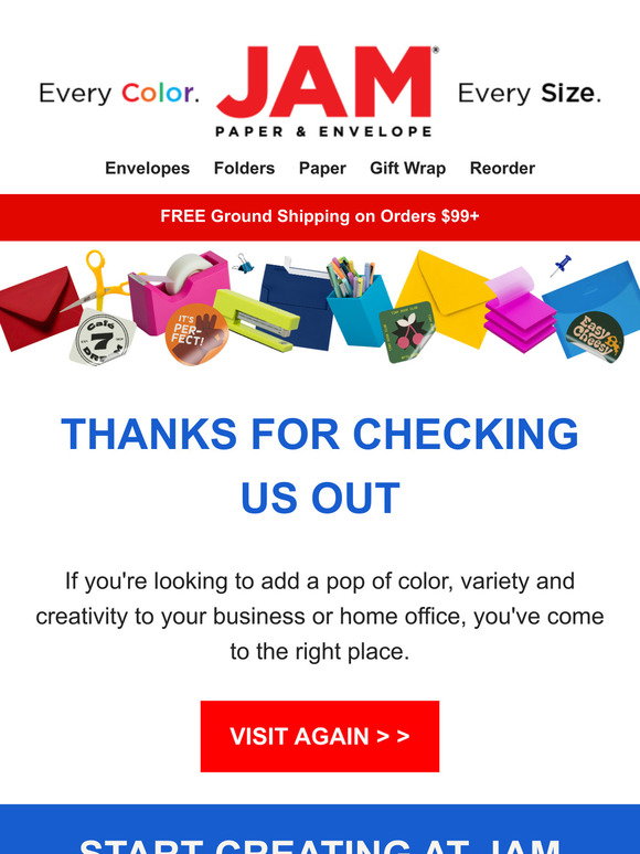 Jam Paper & Envelope: Thanks for checking us out | Milled