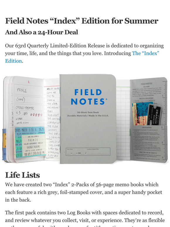 Field Notes: Field Notes “Index” Edition for Summer | Milled