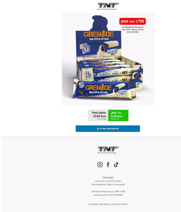 TNT-Supplements: Grenade OREO Bars - jetzt nur 1,79€/Riegel 🤯 | Milled