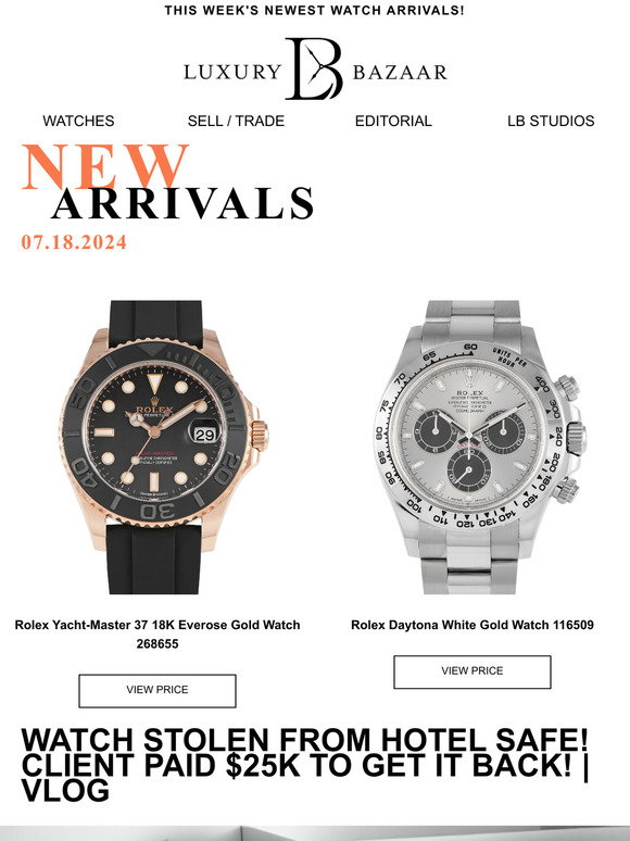 Luxury Bazaar: 7/18/2024 - New Watch Arrivals! Rolex, Richard Mille ...