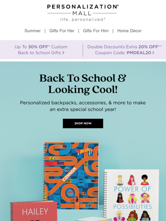 Personalization Mall: Back To School, Looking Cool! 30% Off Custom ...