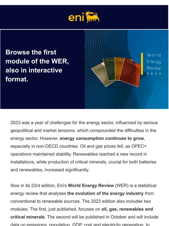Eni: World Energy Review 2024, all energy trends | Milled