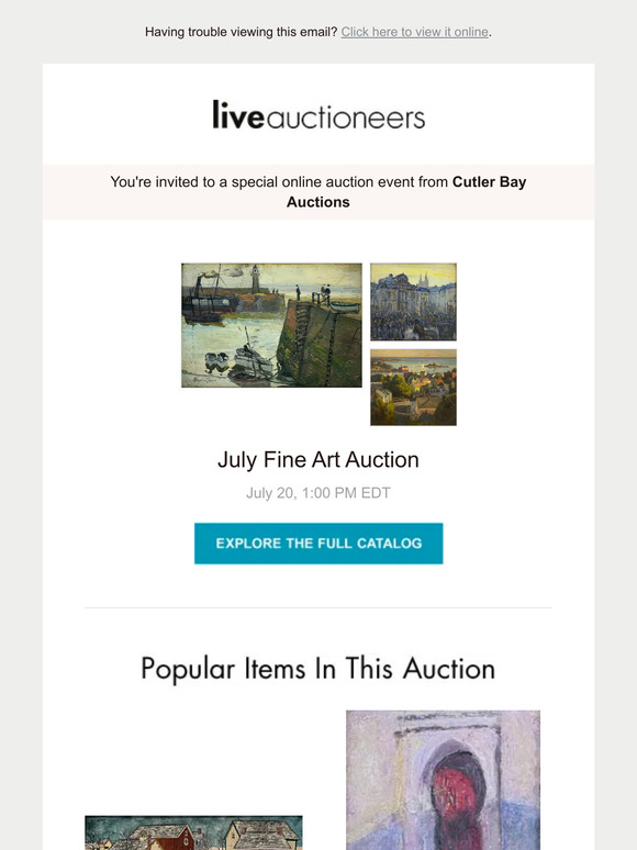 LiveAuctioneers: Cutler Bay Auctions | July Fine Art Auction | Milled