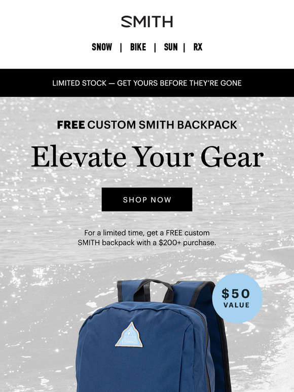 Smith Optics: FREE Limited-Edition Backpack | Milled