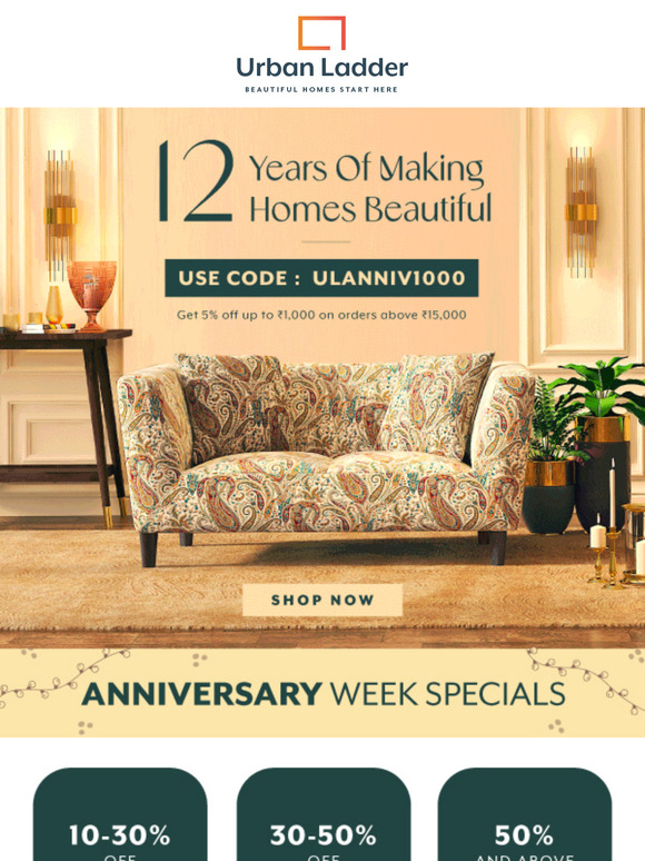 Urban Ladder: Urban Ladder Anniversary Discounts 🛋️ | Milled