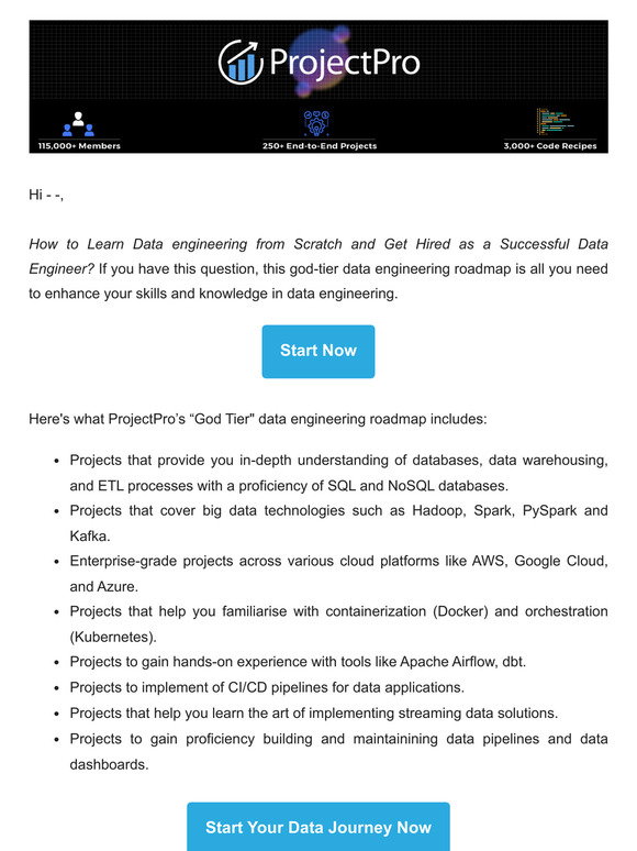 ProjectPro: Data Engineering Roadmap to Get Hired Faster! | Milled