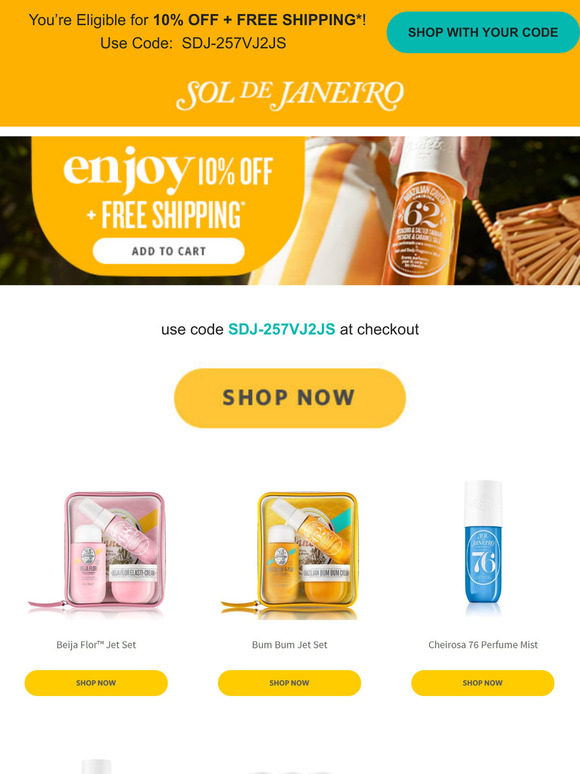 Sol de Janeiro Email Newsletters: Shop Sales, Discounts, and Coupon Codes