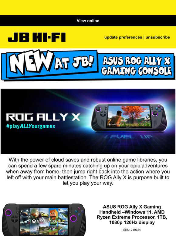 JB Hi-Fi: New at JB: Asus Rog Ally X | Milled