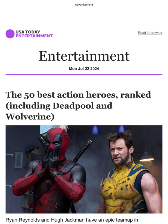 USA TODAY: The 50 best action heroes, ranked (including Deadpool and ...