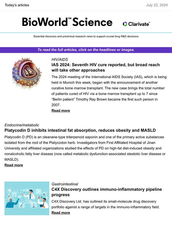 BioWorld: Full edition: IAS 2024: a new Berlin patient; C4X Discovery’s ...