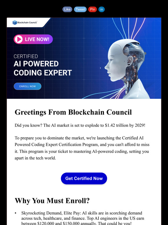 Blockchain Council: 📢[Announcement] Certified AI Powered Coding Expert is Live | Save 20% | Code ...