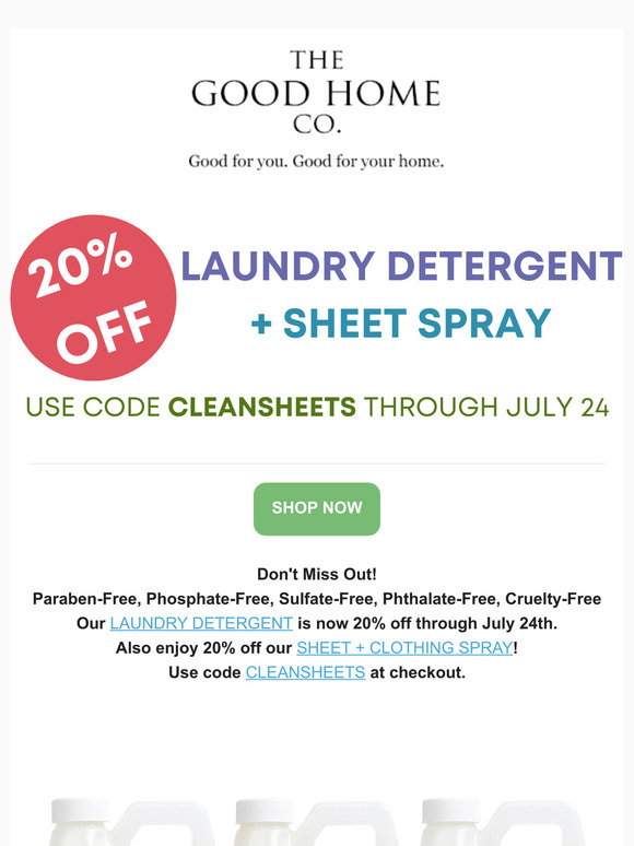 The Good Home Company: 20% OFF LAUNDRY DETERGENT + SHEET SPRAY! Don't ...