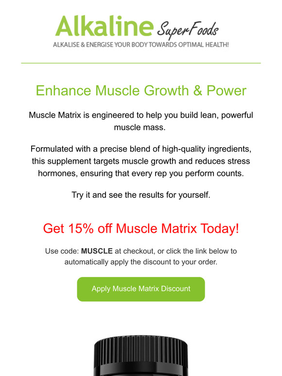 Alkaline Superfoods: 15% Off Unstoppable Strength with Muscle Matrix ...