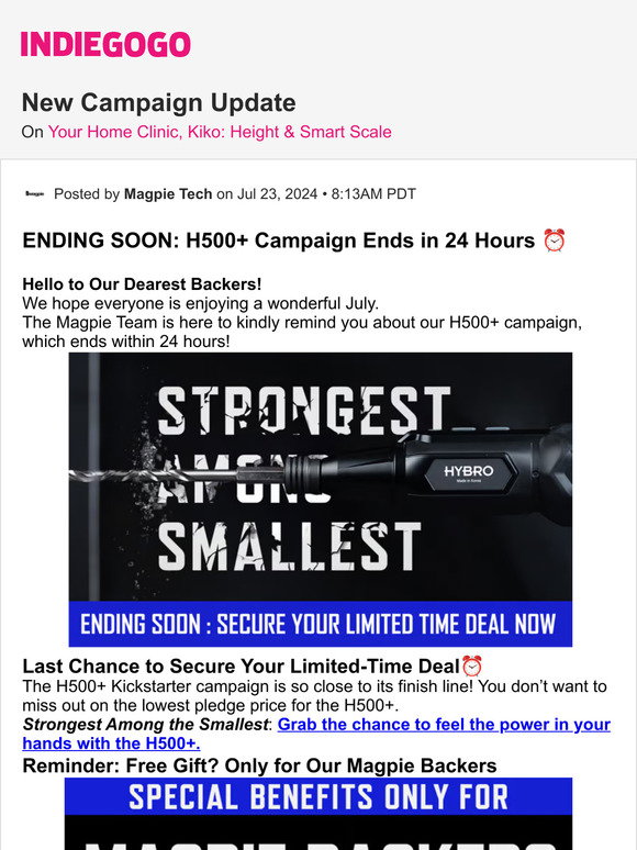 Indiegogo: 📢 Update #13 from Your Home Clinic, Kiko: Height & Smart ...