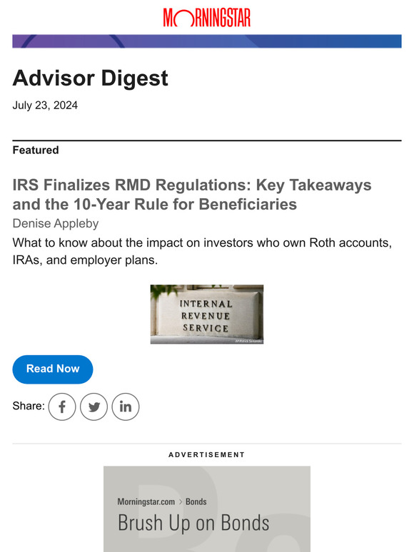 Morningstar Inc.: IRS Finalizes RMD Regulations: Key Takeaways and the ... Morningstar Inc.: IRS Finalizes RMD Regulations: Key Takeaways and the ...