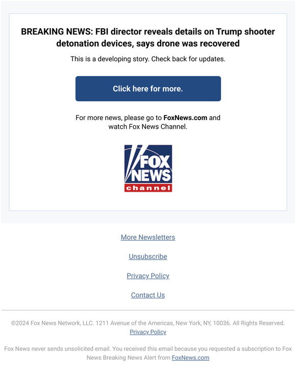 Fox News: BREAKING NEWS: FBI director reveals details on Trump shooter ...