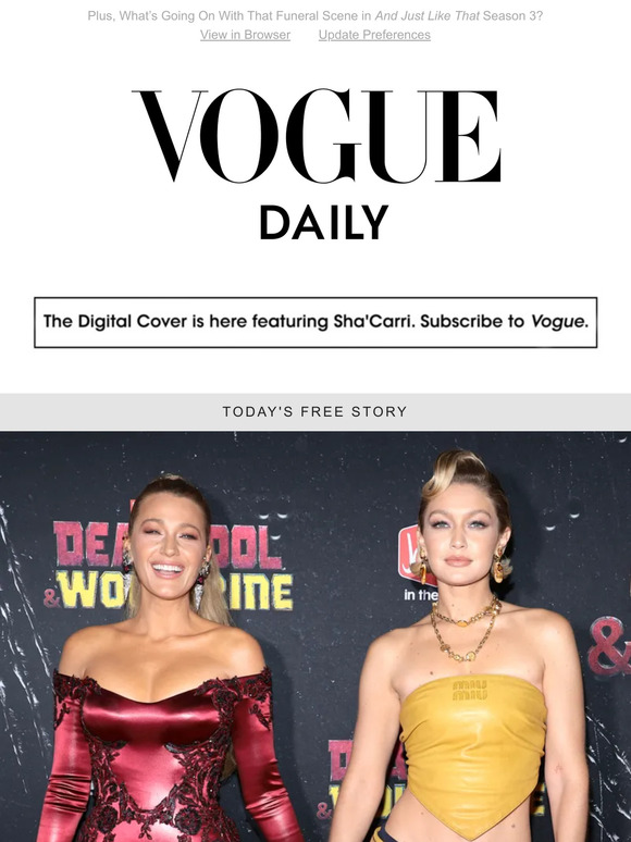 VOGUE: Gigi Hadid and Blake Lively Do BFF Beauty at The Deadpool ...