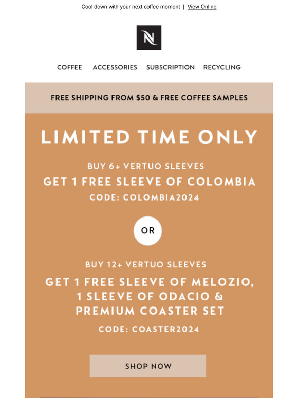 Nespresso: This week only! Get free coffee and Limited Edition Coasters ...
