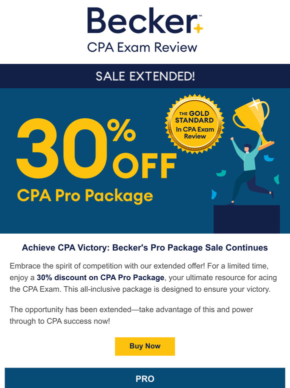 Becker: Race to Savings: 30% Off Becker's CPA Pro Package Extended ...