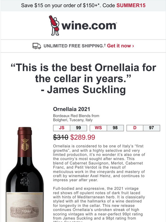 Wine: New release Ornellaia 2021 in stock now | Milled
