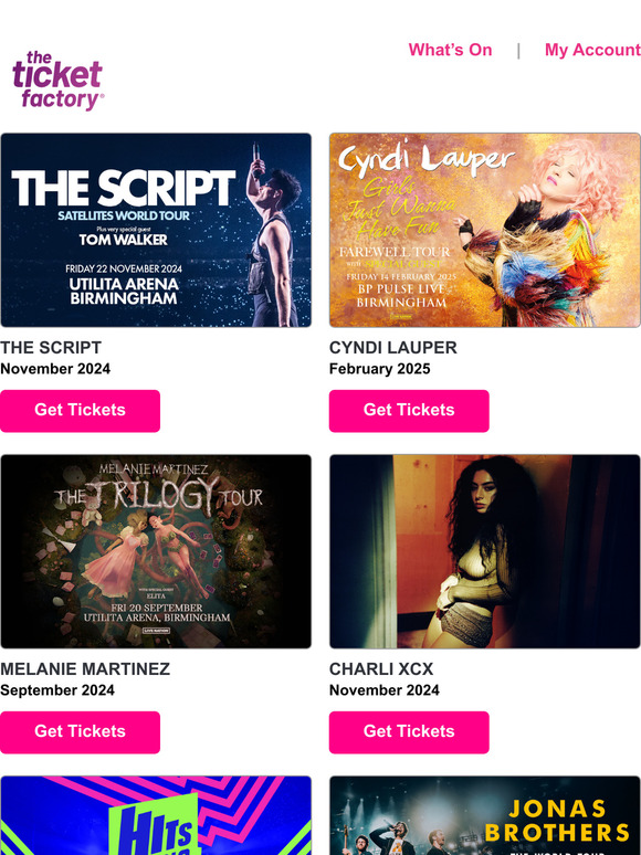The Ticket Factory: The Script, Cyndi Lauper, Melanie Martinez, Charli ...