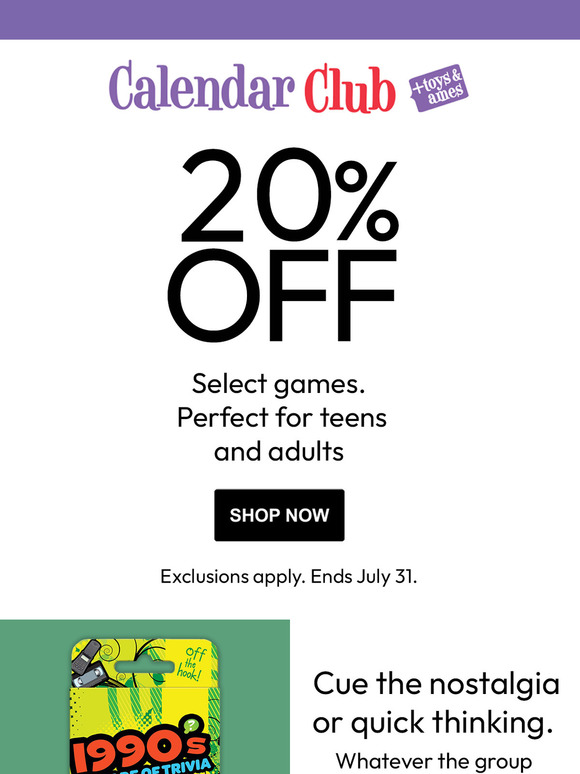 Calendar Club UK: Relax and connect - the perfect games for teens and ...